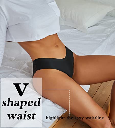 Sth Big Sexy Cheeky Underwear for Women Lace Bikini Panties Ladies No Show Hipster V-Waist Multi-Pack