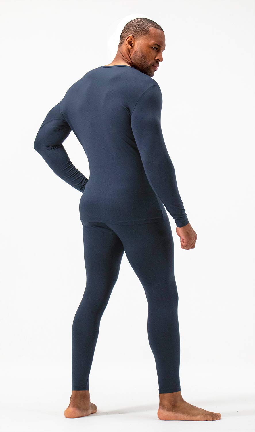 DEVOPS Men's Thermal Underwear Long Johns Set with Fleece Lined (X-Large, Navy)