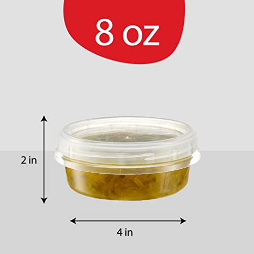 PLASTICPRO 6 Pack Twist Cap Food Storage Containers with Clear Screw on Lid- 8 oz Reusable Meal Prep Containers - Freezer and Microwave Safe Clear Plastic Food Storage