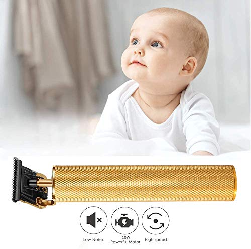 Electric Pro Hair Clippers T-Blade Beard Trimmer USB Rechargeable Cordless Outliner Hair Trimmers for Men Professional Grooming Kit With 4 Limit Comb Gold(0/1.5/3/6/9 mm)