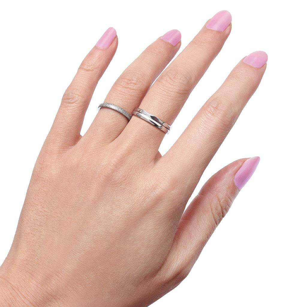 DURSI 2MM Stainless Steel Rings Women's Stackable Eternity Ring Band Engagement Wedding Ring Set 3 PCS (Silver, Size 10)