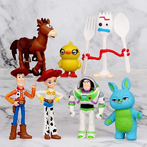 Vliuijt Action Figures with Woody, Buzz and Rex – Cute Action Figures Birthday Party Decorations (Pack of 7)