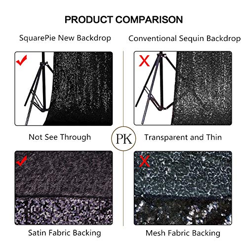 SquarePie Sequin Backdrop Opaque Non-Transparent Satin Photo Booth Photography Background Selfie Wall Video Live Sparkly Curtain for Wedding Patry 10FT x 10FT Navy Blue