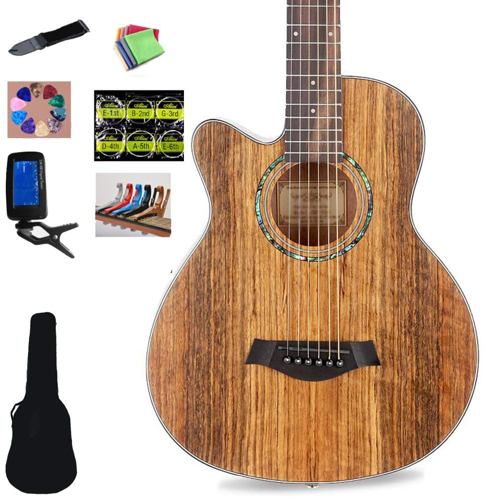 Etlegor Classical Guitar 6 Steel Strings Cutaway Dreadnought Left-Handed Wood Guitar Beginner Kits with Waterproof Portable Package, 4 Sizes (Color : 36 inch)