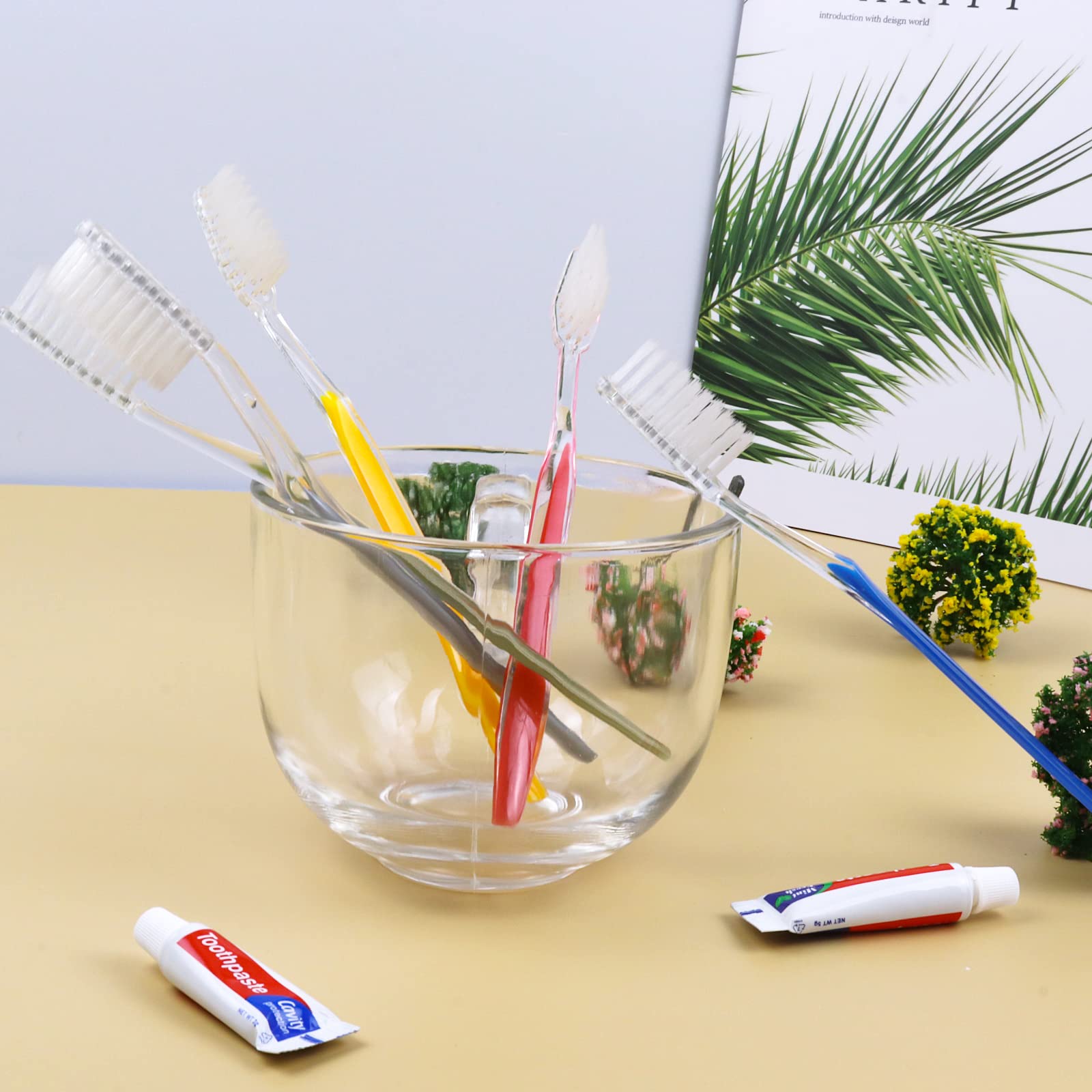 fafortune 30 Pack Disposable Toothbrushes with Toothpaste (5 Colors)