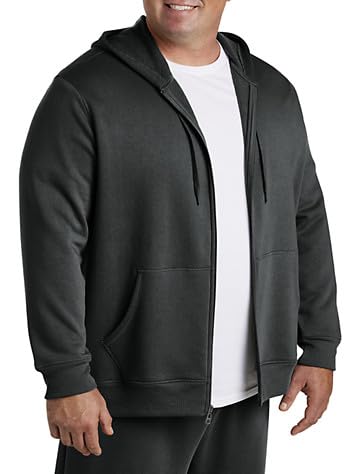 DXL Big + Tall Essentials Men's Big and Tall Full-Zip Fleece Hoodie Black 4XL