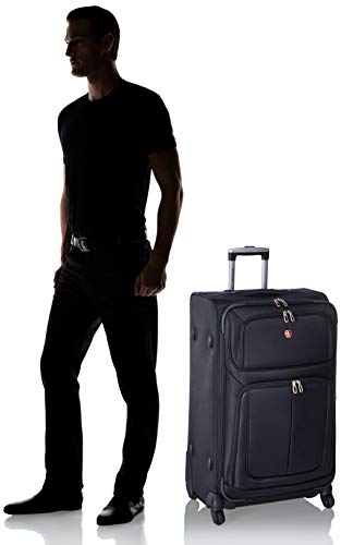 SwissGear Sion Softside Expandable Roller Luggage, Black, Checked-Large 29-Inch