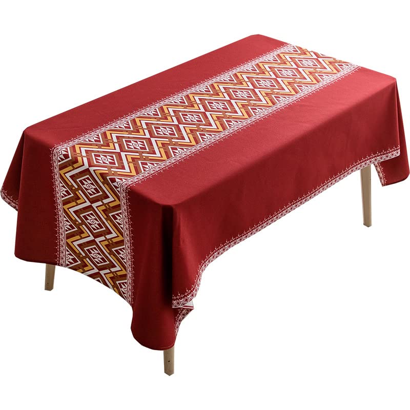 Home Red Table Cover Christmas Decoration Waterproof Rectangular Tablecloth Party Decoration Table Cover Mantel A2 140x210cm