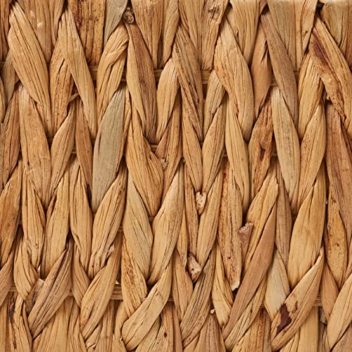 EZOWare Natural Water Hyacinth Baskets, Set of 3 Woven Wicker Rectangular Storage Organizer Bin Boxes with Handles for Closet Toys Clothes Kids Room Nursery - 2 Sizes