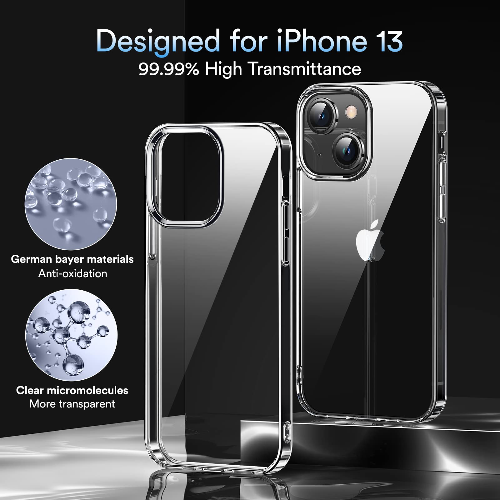 Elando Crystal Clear Case Compatible with iPhone 13 Case, Non-Yellowing Protective Shockproof Slim Thin Phone Case, 6.1 inch, (Ci132)