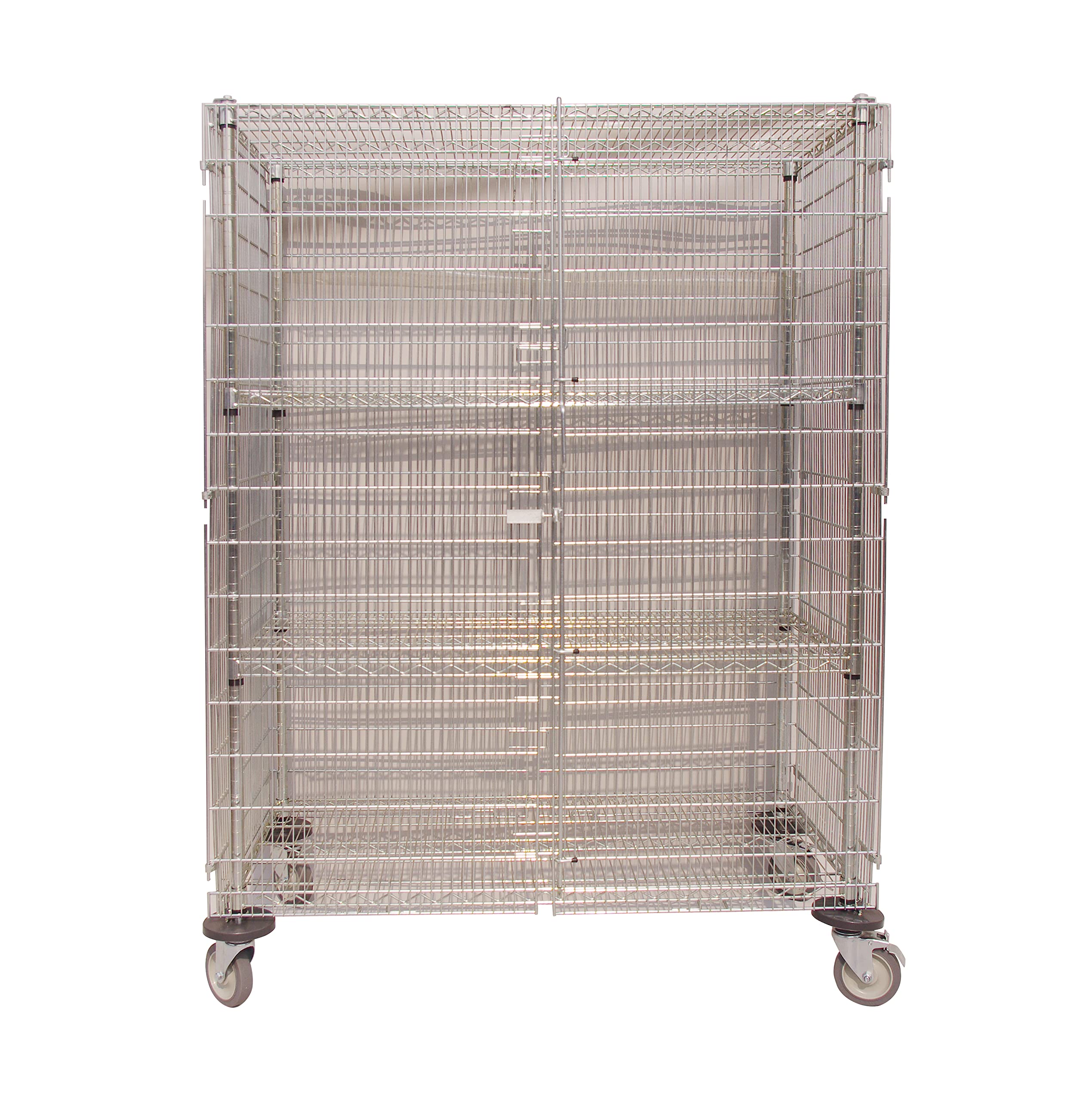 HIGOOD Wire Security Cart with Adjustable Shelves, Heavy Duty Rolling carts,1,000 lb Load Capacity, 52 inx27 inx69 in