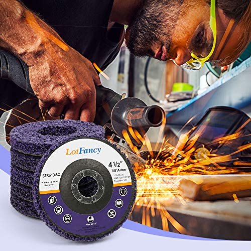 LotFancy Stripping Disc, 6PCS 4 1/2β x 7/8β Quick Easy Strip and Clean Discs, Paint and Rust Remover Stripper for Angle Grinder, Silicon Carbide Abrasive Wheel for Wood Metal Fiberglass, Purple