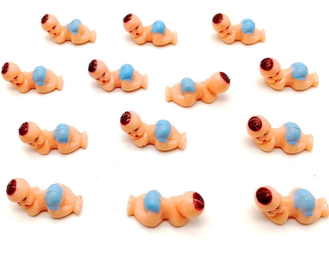 Tayarana Mini Plastic Babies for Party Favor Decor Party Decorations Baby Shower Party Game Ice Cube Game (3/4" 60pcs, Blue)