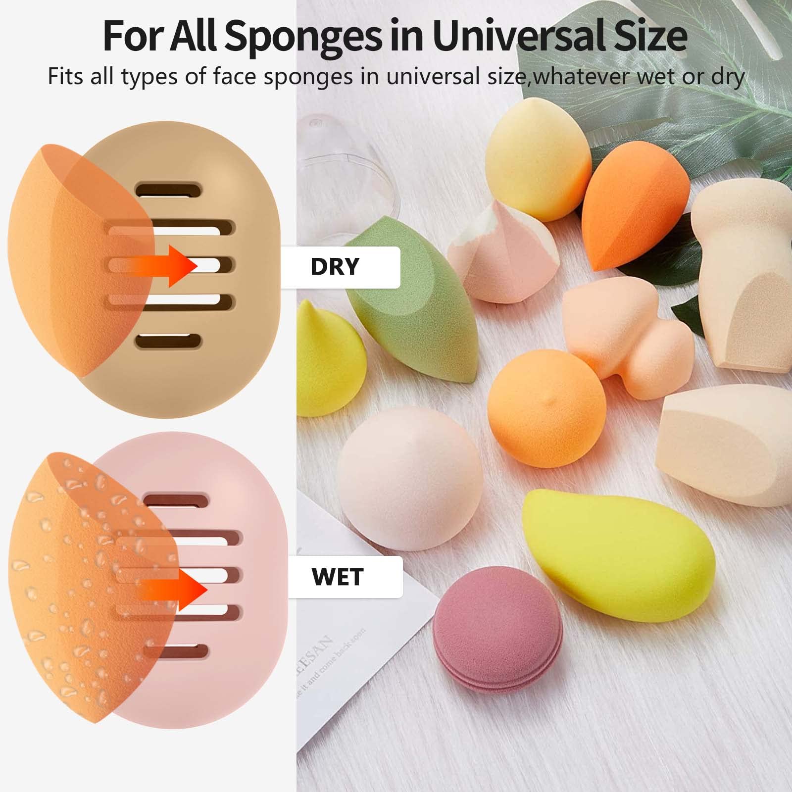 Fauxomor 2 Pcs Makeup Sponge Holder,Double-Sided Breathable Silicone Beauty Blender Holder for Travel or Daily,Shatterproof Make-up Travel Case Quick Drying Easy to Carry,Grey+Pink