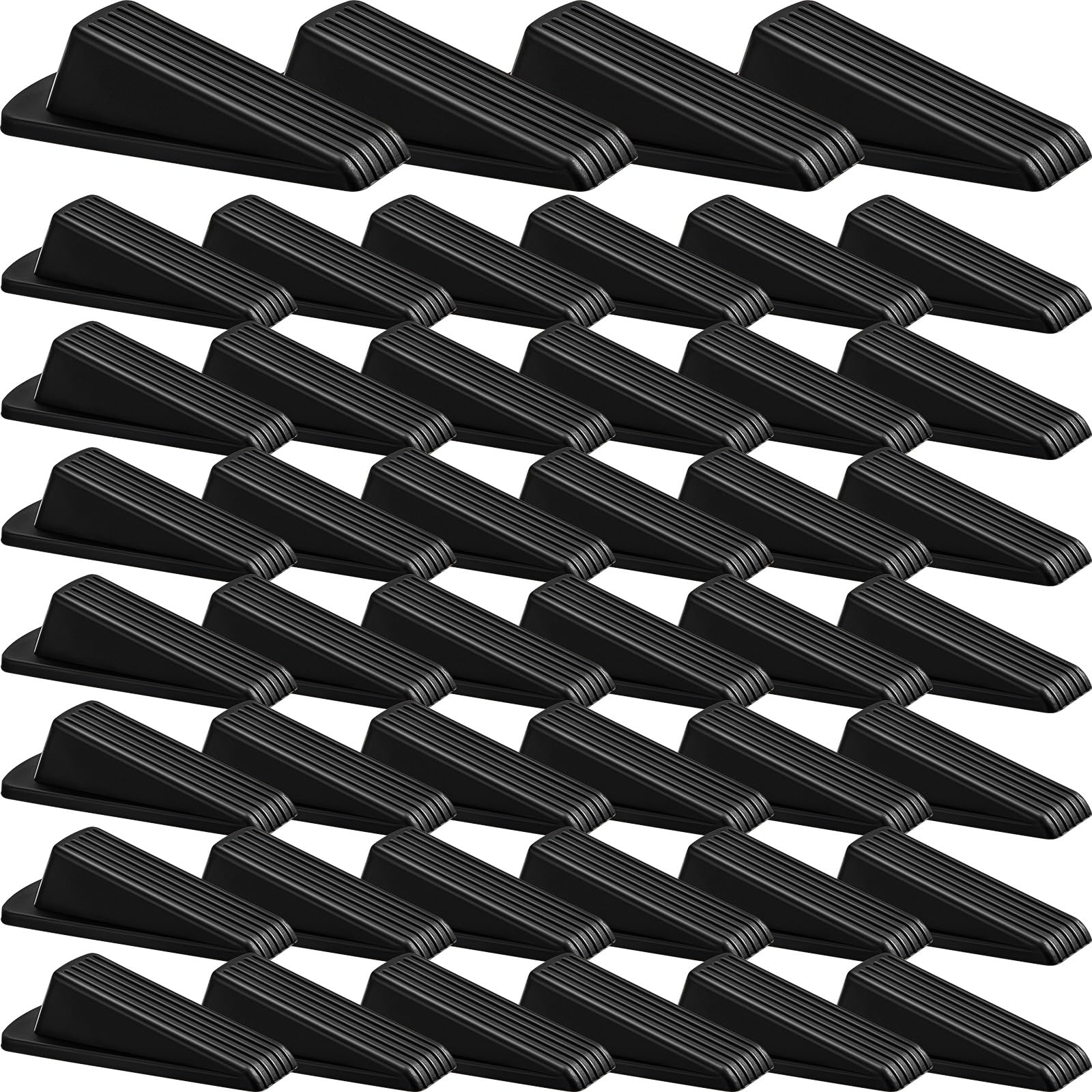 Frienda 48 Pcs Door Stoppers Bulk Rubber Door Stop Wedge Door Stopper for Bottom of Door Sturdy Door Stop for Heavy Duty Door Bottom Carpet Tile Concrete Wooden Floor (Black)