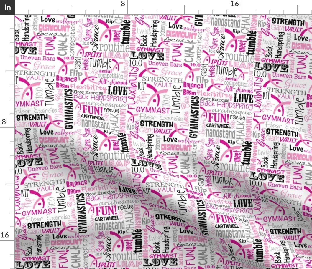 Spoonflower Fabric - Gymnastics Pink Gymnast Printed on Petal Signature Cotton Fabric Fat Quarter - Sewing Quilting Apparel Crafts Decor