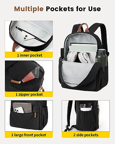 Vorspack Backpack for Men and Women - Lightweight Backpack Classical Basic Bookbag with Multi-pockets Casual Daypack for College Workplace Travel - Black