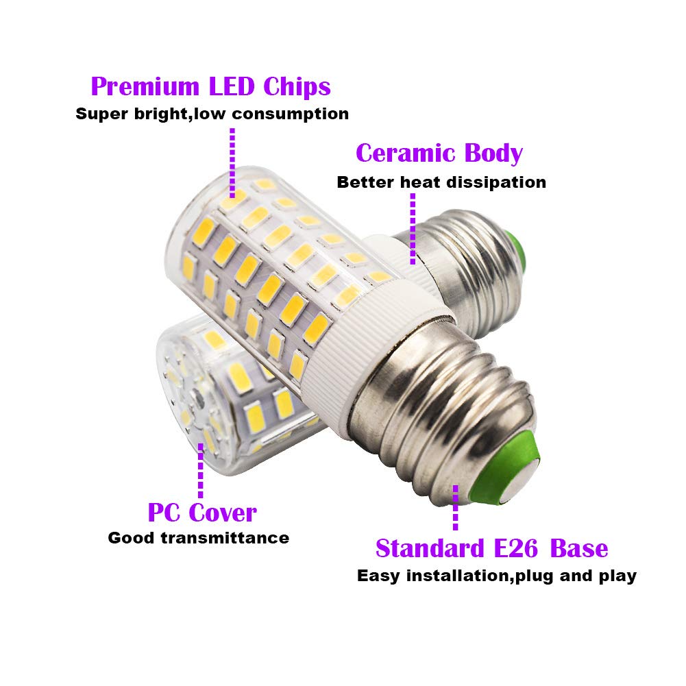 Haidecnc Refrigerator Light Bulb 7W LED E26 Equivalent 100W A15 Fridge Freezer Appliance Home Lighting E26 Edison Halogen, Cool White 6500K 100V-265V Super Bright Corn Lamp, Pack of 2 2T5766C-WE26