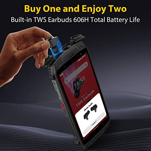 Ulefone Armor 15 Rugged Smartphone, Built in TWS Earbuds, 6600mAh Big Battey, IP68/IP69K Waterproof Phones Unlocked, 11GB+128GB, 12MP+13MP+16MP, 5.45-in HD+, Android 12, Dual Speakers, Face ID, Blue