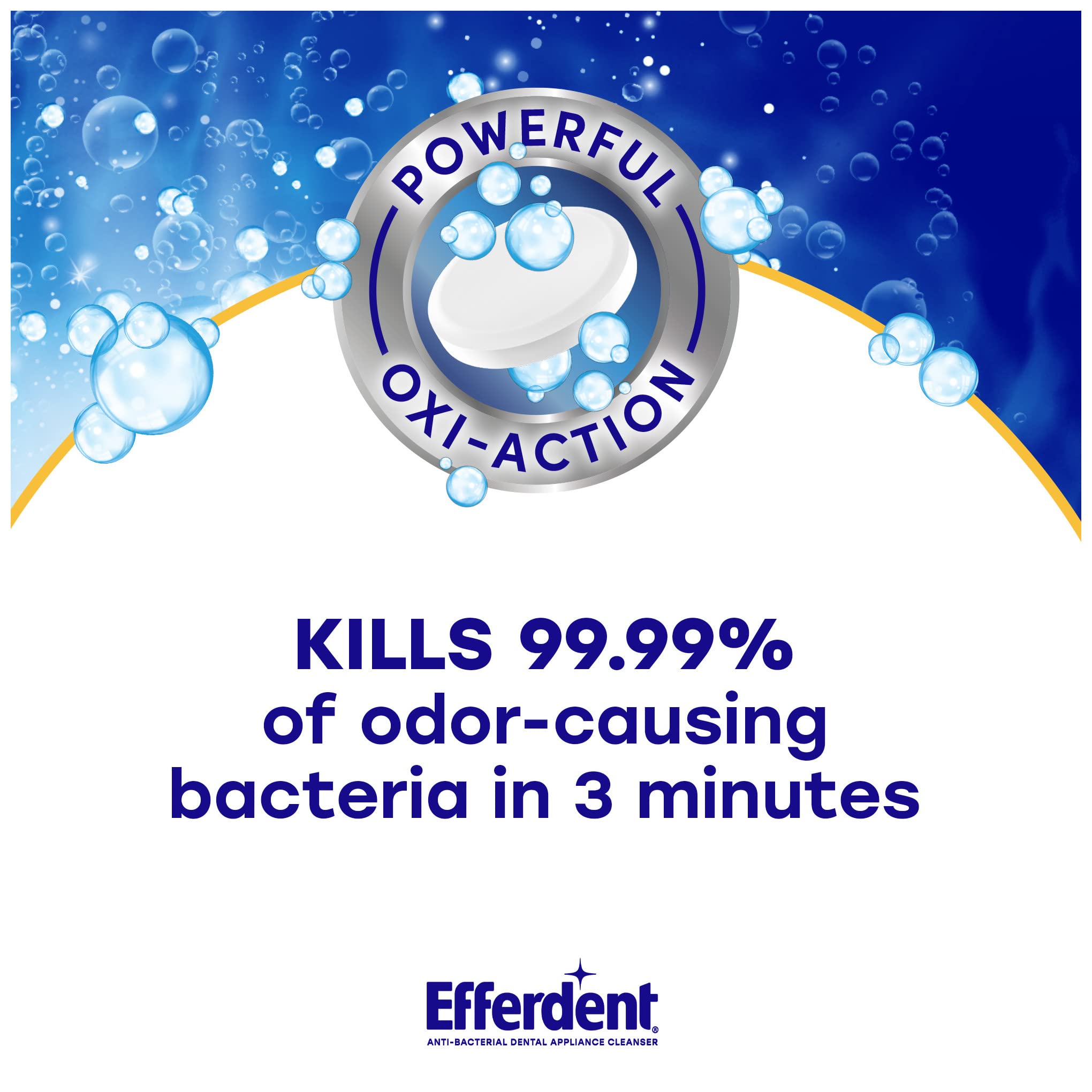 Efferdent Retainer Cleaning Tablets, Denture Cleanser Tablets For Dental Appliances, Overnight Whitening, 126 Tablets BLUE (Pack of 2)