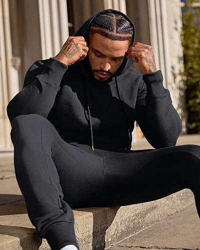Hakjay Men's Sweatsuits Set 2 Piece Hoodie Jogging Sports Tracksuit Set for Men Casual Athletic Pullover Suit Set