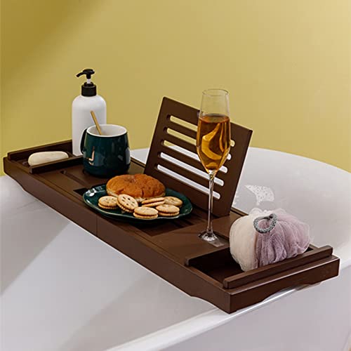 IRDFWH Bath Tub Shelf Rack Multi-Purpose Bathtub Board Tablet with Extending Sides Bathroom Bath Caddy Tray