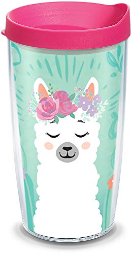 Tervis Llama Flora Made in USA Double Walled Insulated Tumbler Travel Cup Keeps Drinks Cold & Hot, 16oz, Clear