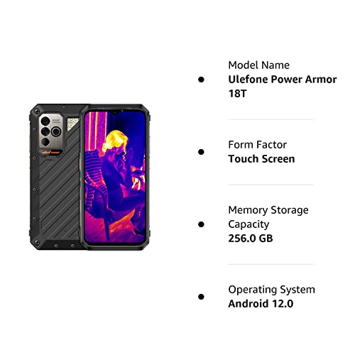Ulefone Power Armor 18T 5G Rugged Phone, Thermal Imaging Camera 108MP Main Camera, 17GB+256GB MTK Dimensity 900, 9600mAh Battery QI 15W Wireless Charging, 6.58β FHD+ Corning Gorilla Screen, Android 12