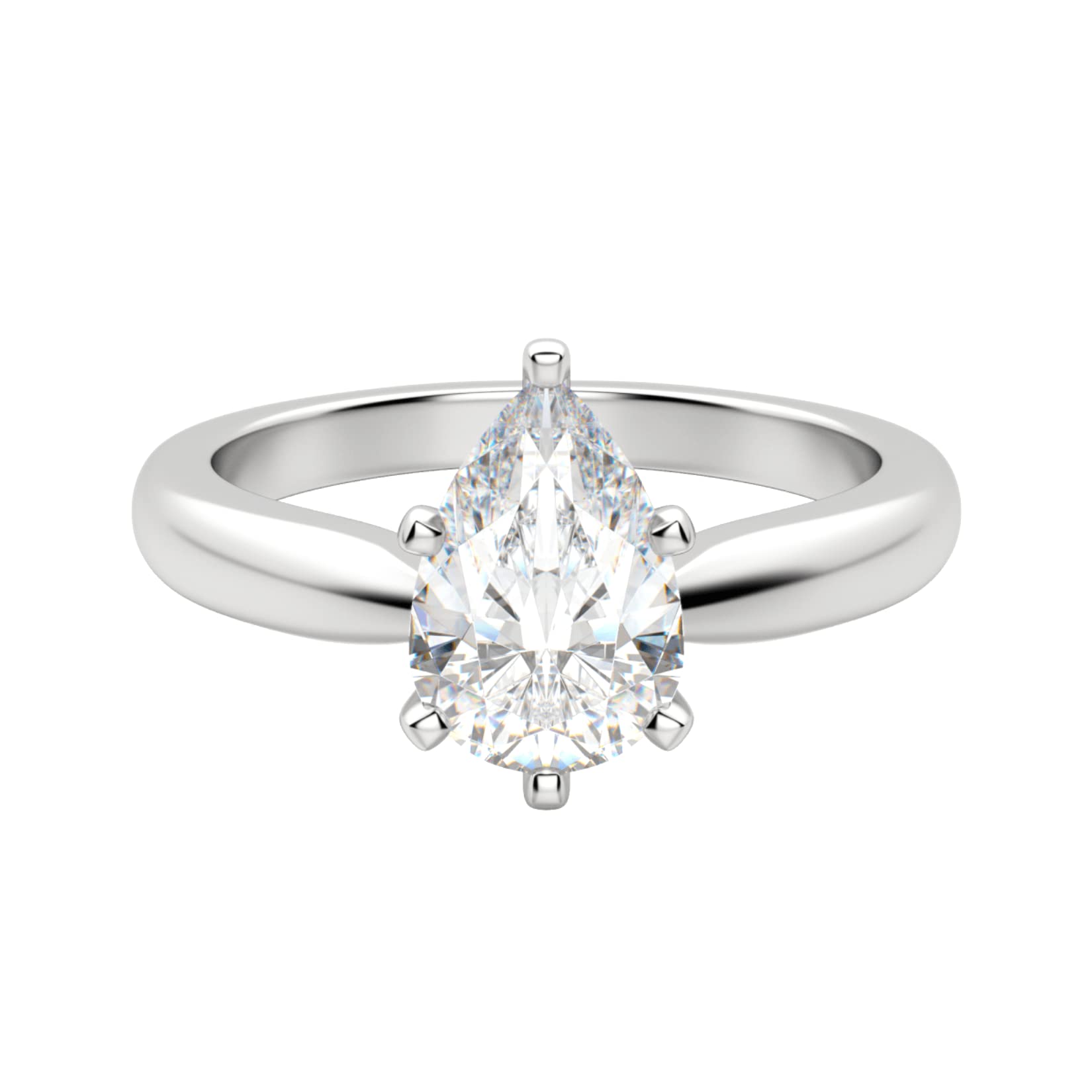 Gemone diamonds Moissanite Engagement Ring In Solid 14K White Gold & 925 Sterling Silver 2 CT Pear Cut Solitaire Women's Ring Wedding Ring Anniversary Ring Gift (White Gold, 12.5)