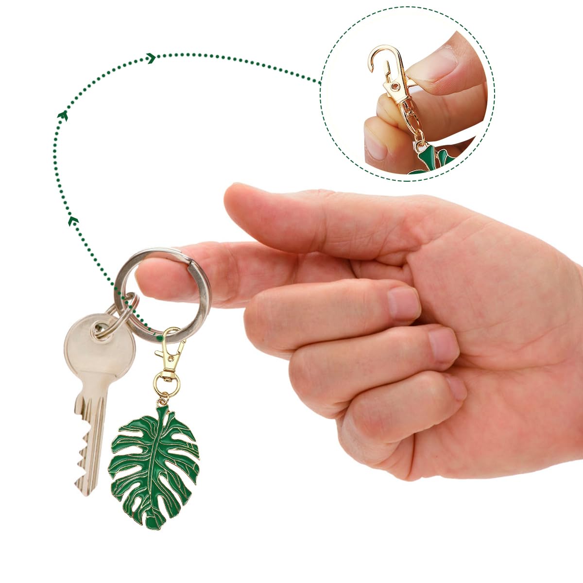 Tropical Palm Leaf Keychain Green Leaf Key Ring Tropical Party Decoration Birthday Luau Hawaiian Party Decoration