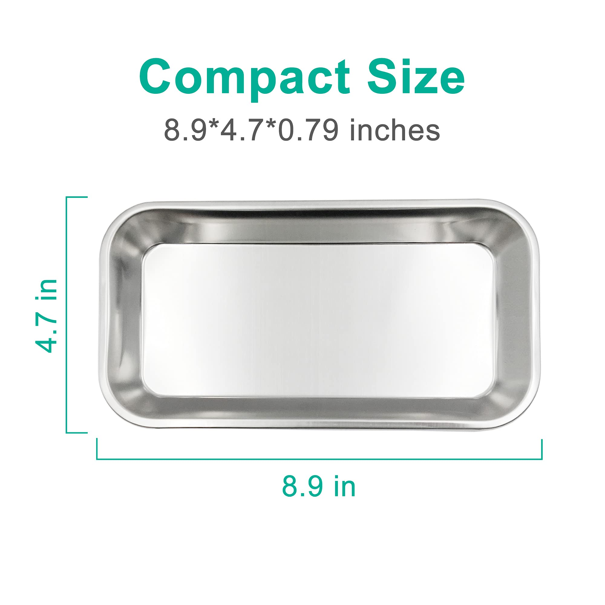 Yzurbu 6pcs Metal Tray, Stainless Steel Small Tray for Tattoo, Resin, Bathroom, Lab Instrument Supplies