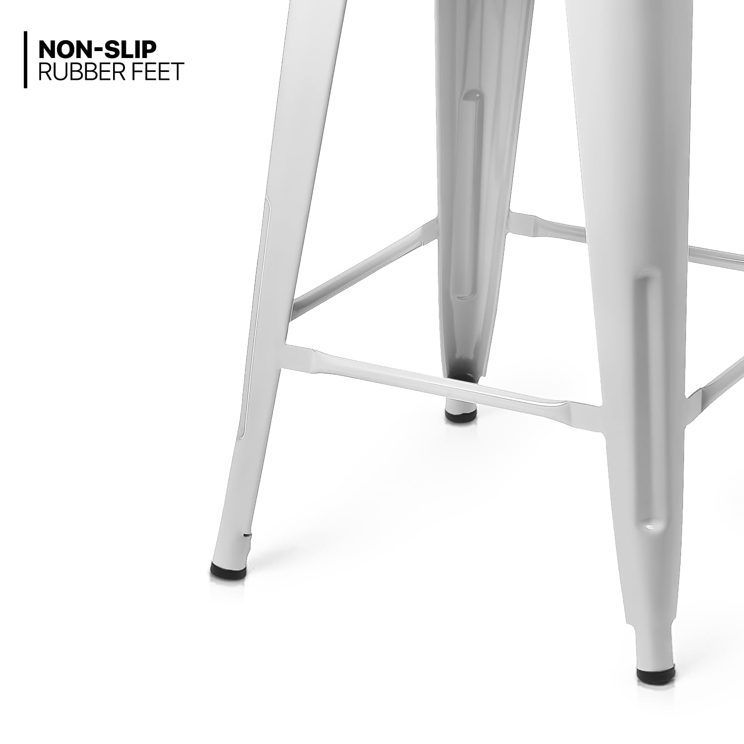 MoNiBloom 30" Bar Stool, Barstool Set of 2 Modern Style Industrial Patio Furniture Indoor Outdoor Stackable Kitchen Stools Dining Chair, White