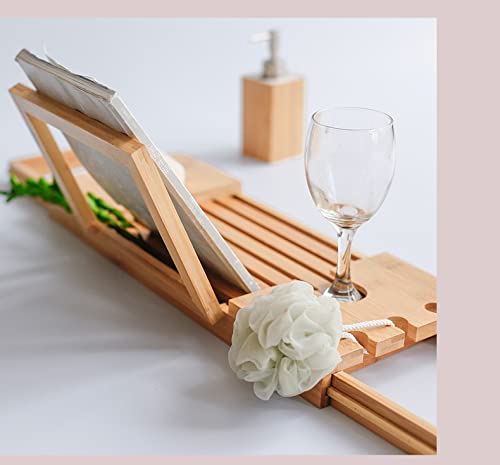 IRDFWH Extendable Bathtub Tray Shelf Bath Tub Tray Spa Bathtub Book Wine Tablet Holder Bathtub Bathroom Accessories