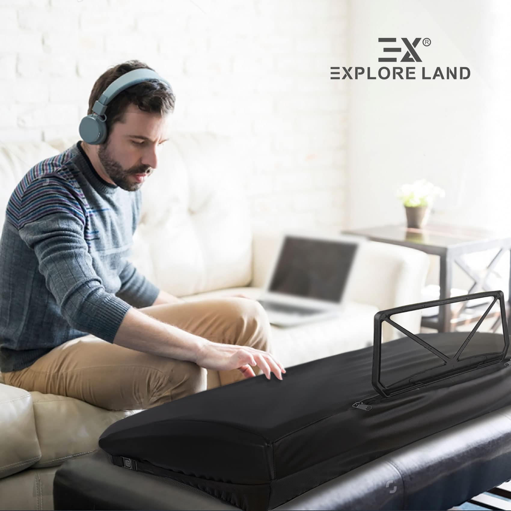 Explore Land Stretchy 88 Keys Piano Keyboard Dust Cover with Music Stand Opening for Digital Electronic Piano (88, Black)