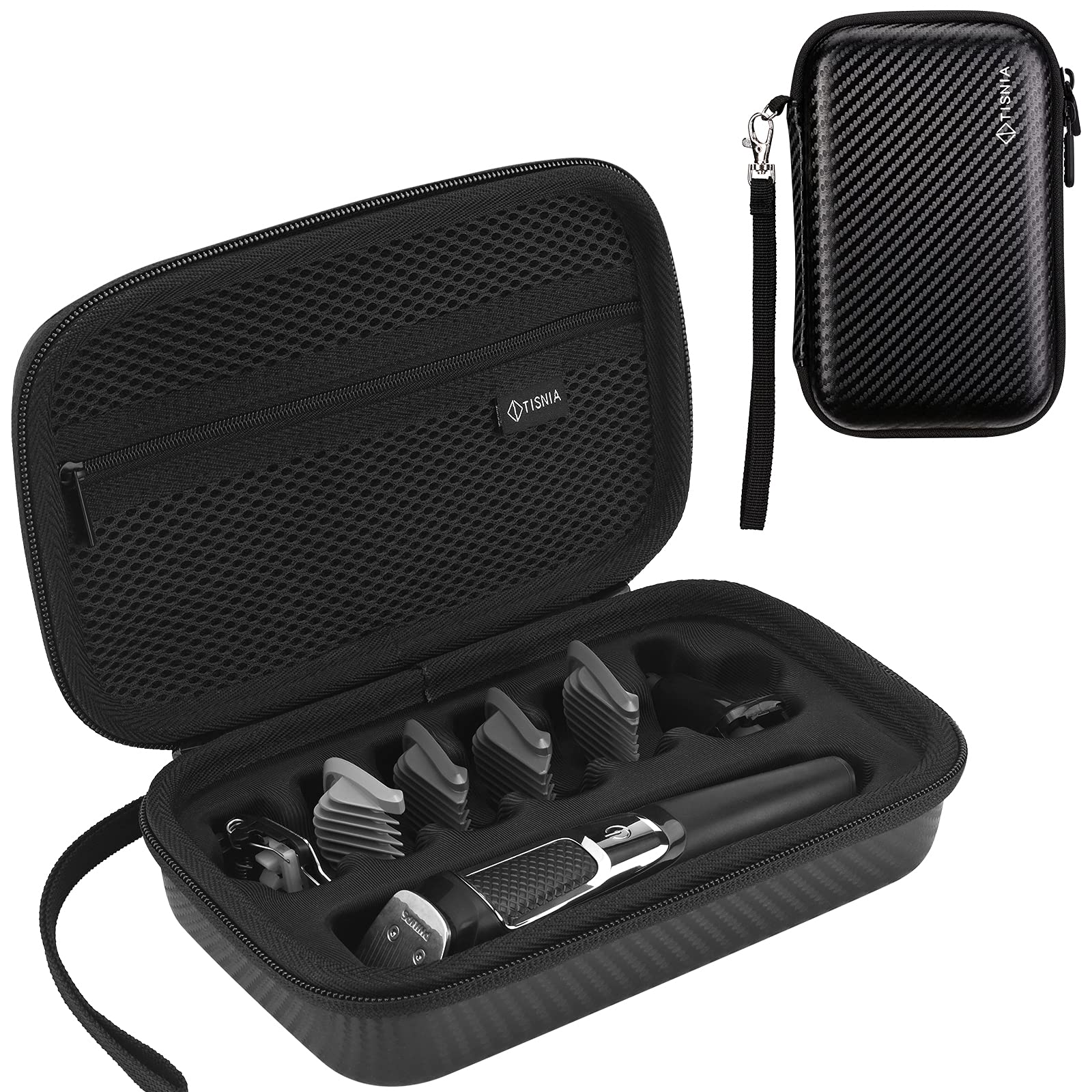 Tisnia Trimmer Case, for Philips Norelco Multigroomer All-in-One Trimmer, Series 3000 MG3750, Men's Grooming Kit, Hair Trimmer & Beard Trimmer & Hair Clipper and Attachments (Black Texture,Only Case)