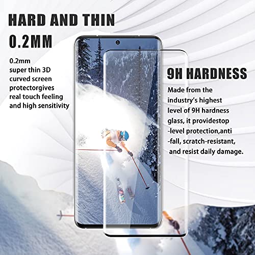 Geviaho 2+2 Pack Galaxy S20 Screen Protector + Camera Lens Protector, Full Clarity Coverage,9H Tempered Glass, Ultrasonic Fingerprint Support,Anti Bubble,3D HD Curved for Samsung S20 [6.2Inch]