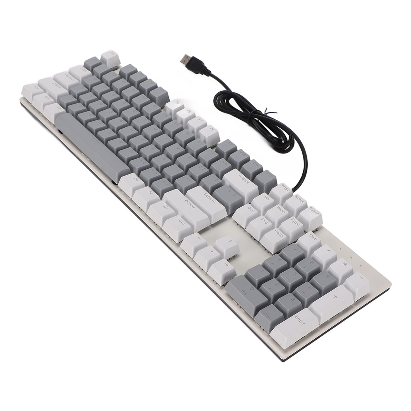 LBEC High Mechanical Gaming Keyboard Aluminum Alloy ABS 104 Keys Blue Switch RGB Durable Ergonomic Mechanical Keyboard for Office Game Room (White Gray)