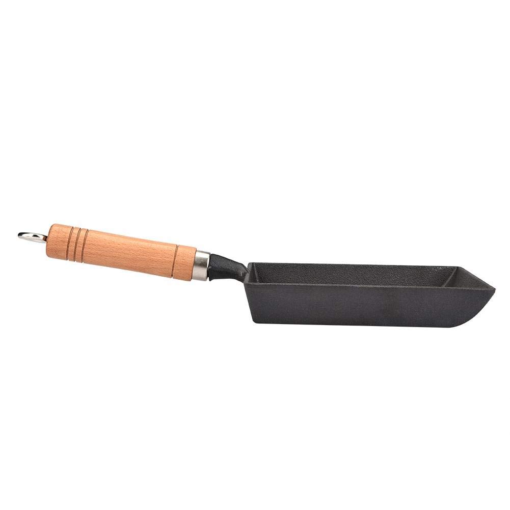 Vikye Tamagoyaki Japanese Omelette Pan/Egg Pan, Mini Frying Pan Iron Omelette Pot Tamagoyaki Wooden Handle Pan Works on Gas, Halogen, Ceramic & Induction Cooktops