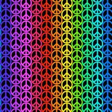 Love to All Peace Signs Cotton Fabric- 1 Yard