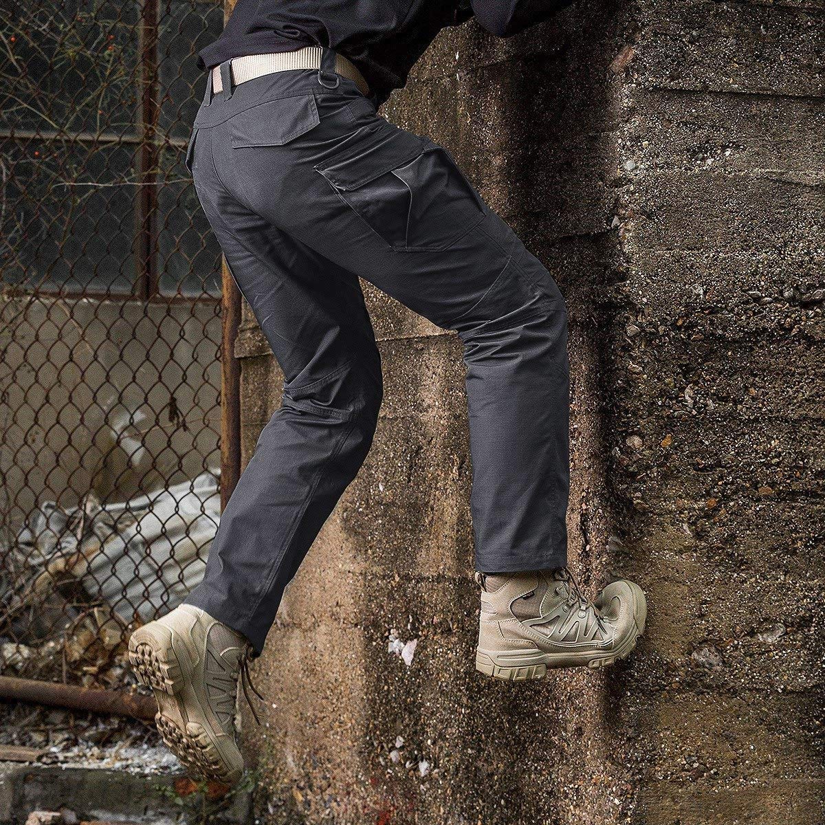FREE SOLDIER Mens Cargo Pants Lightweight Work Pants for Men Water Resistant Tactical Pants with Pockets for Hiking Outdoor(Gray34Wx30L)