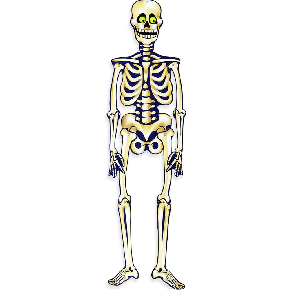 Halloween Jointed Skeleton - 1 Count - Yellowish-White Indoor Hanging DƩcor for Spooky Decorations - Perfect for Haunted Houses & Parties