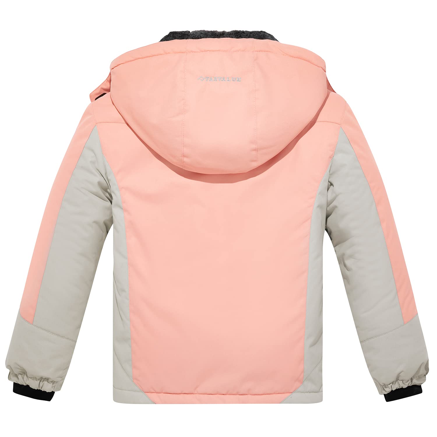 FARVALUE Girls Waterproof Ski Jacket Windproof Winter Coat Warm Snow Coat Outdoor Raincoats with Removable Hood Pink 10-12