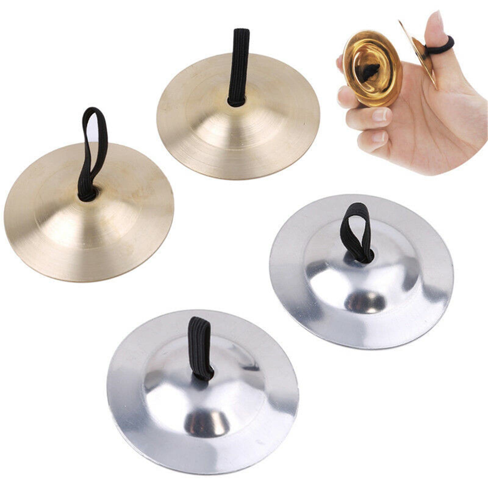DRUTORE 2pcs Silver Finger Cymbals Belly Dancing Finger Dance Finger Zills Dance Finger Musical Instrument for Dancer Party