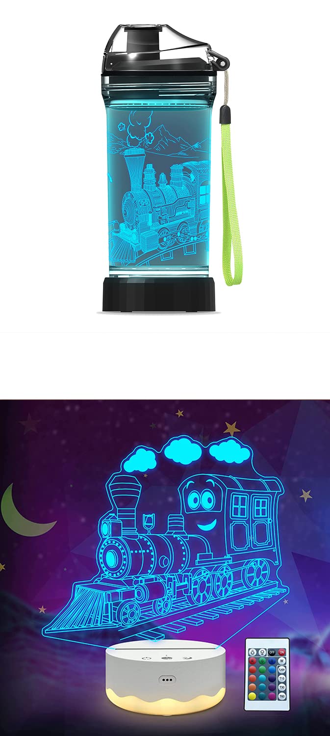 Kids Water Bottle Train Theme + Train Night Light