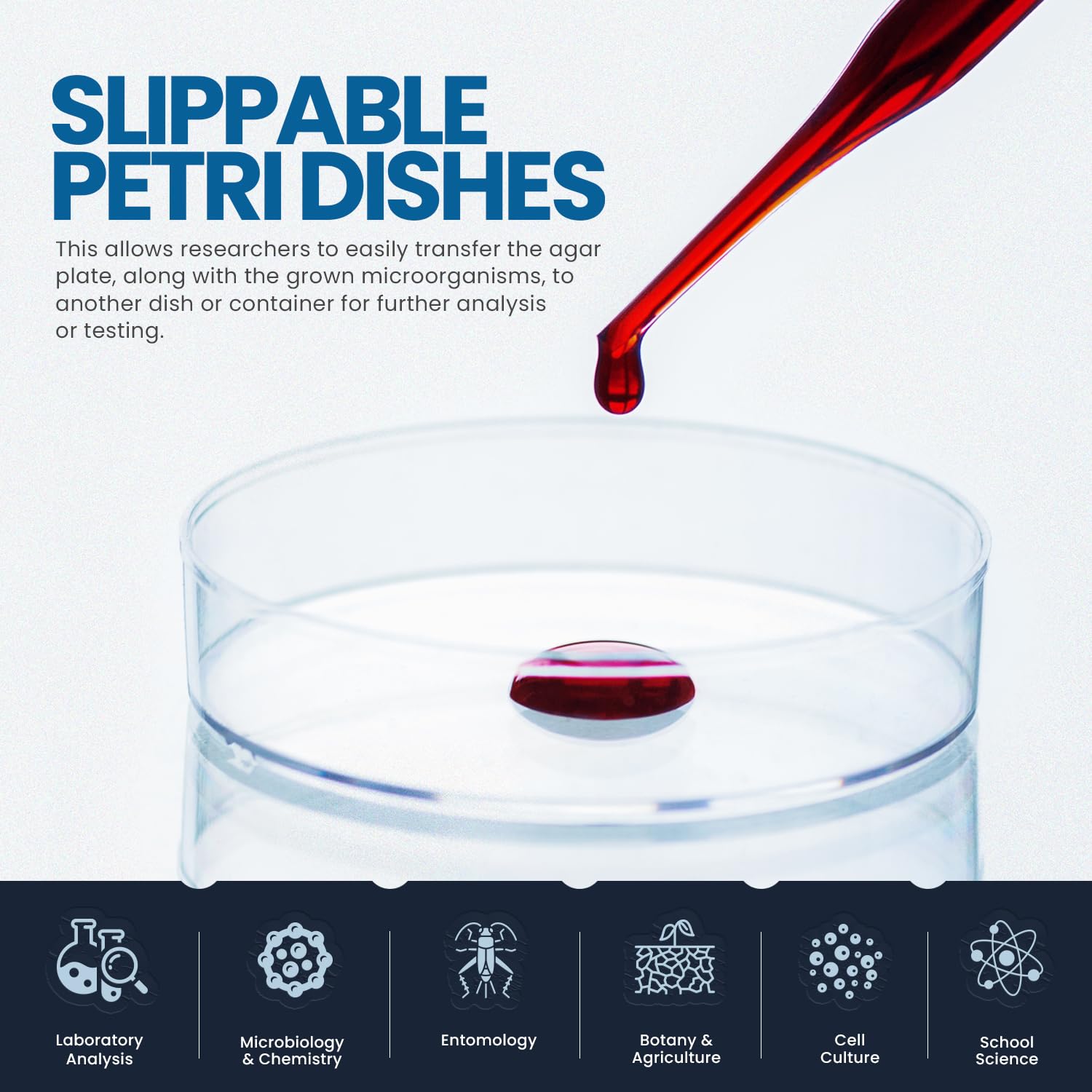 MED PRIDE Slippable Petri Dishes - Sterile Petri Dishes with Lids, 90mm x 15mm- Lab Petri Dishes for Science, Biology, Blood Tests, Experiments- Cell-Culture, Microscope Petri Dishes (25)