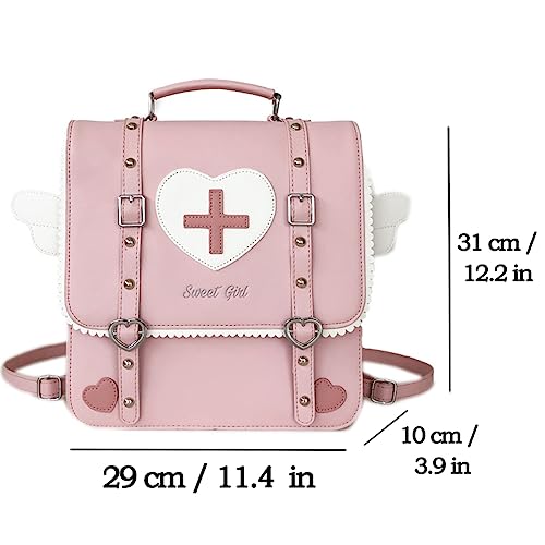 Kawaii Backpack Japanese Anime Cosplay Bag Goth Accessories Cross Heart Wings