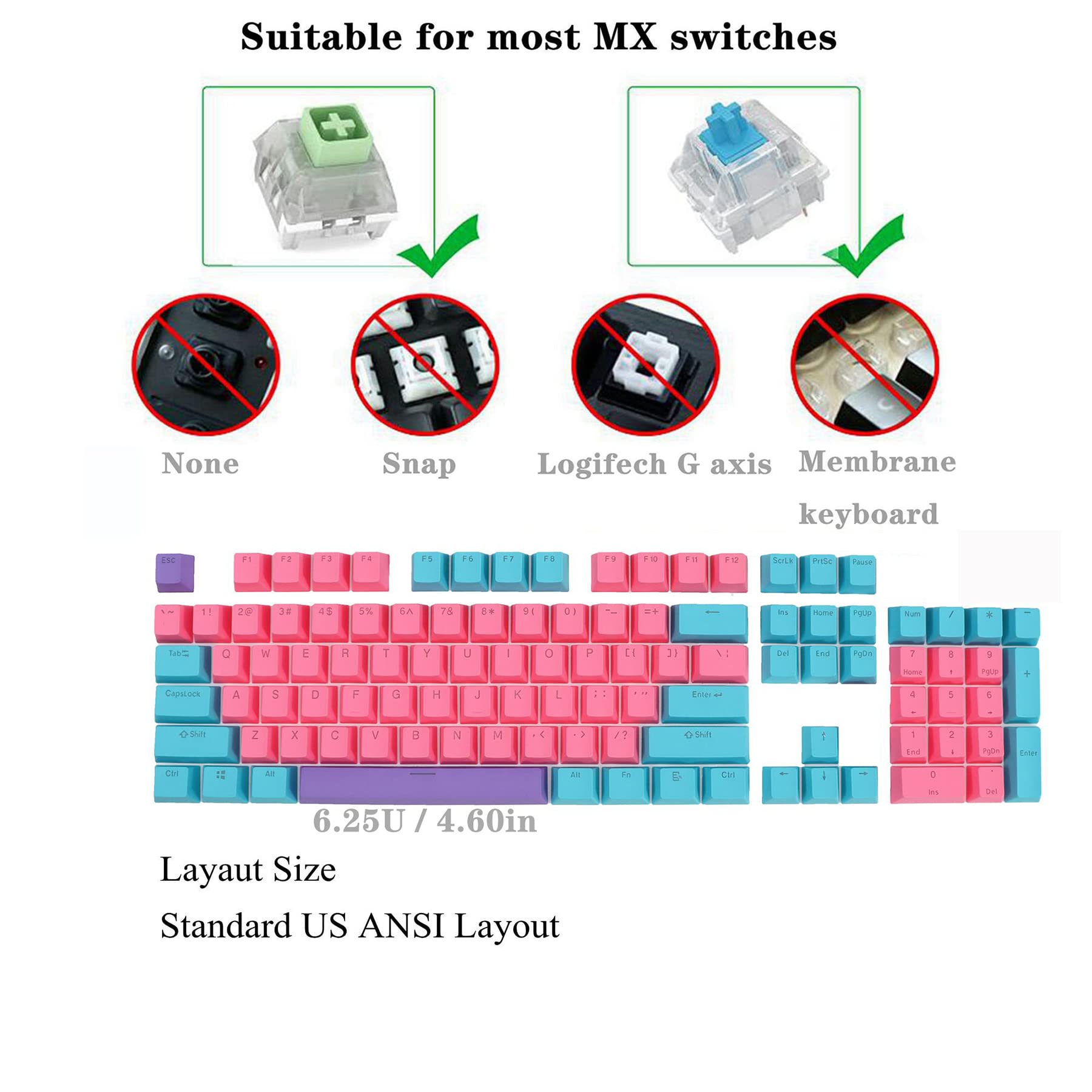iTastatur 160 Key Set Custom Keycaps,Double Shot PBT Gaming Keycaps 60 Percent CSA Profile with 6.25u 7u Spacebar for US/ISO Layout 60% 65% 75% Mechanical Keyboard