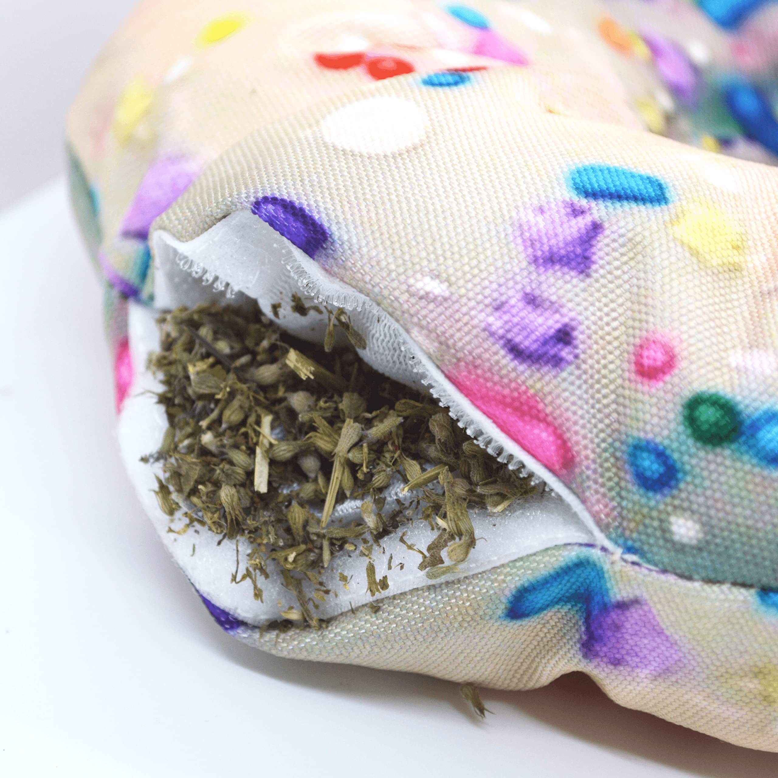 Doggijuana Bundle - Interactive Dog Toy with Juananip Refill - Includes Refillable Plush Catnip Dog Toy & Organic Catnip Refill for Natural Calming - Engaging and Relaxing Pet Play (Pizza/Donut)