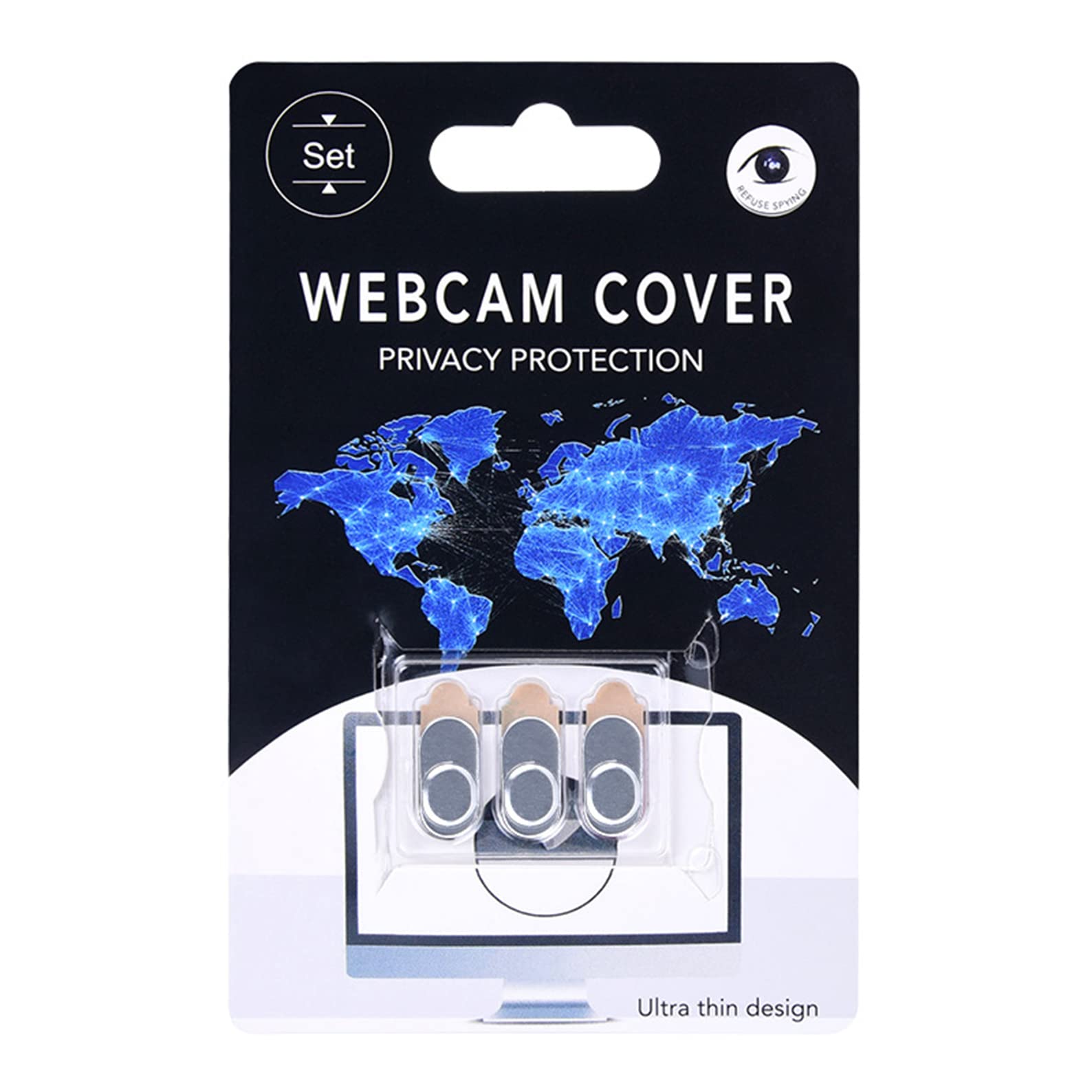 INT'L Flyer Webcam Cover Slide [3-Pack], 0.027 Inch Ultra-Thin Metal Material, Suitable for Laptops, Tablets and Mobile Phones, Refuse Spying, Privacy Protection