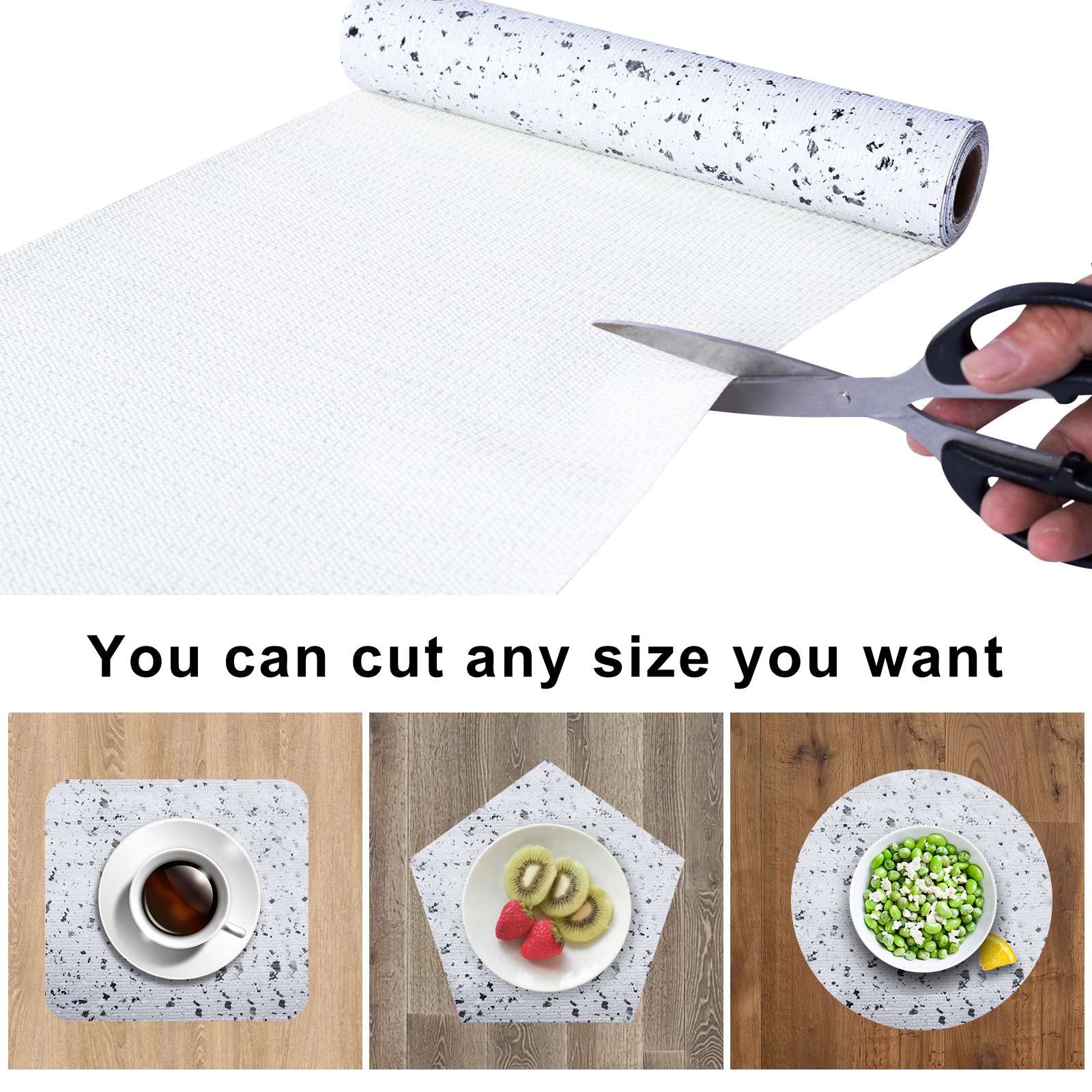 DwellAid 12inx50ft Shelf Liner for Kitchen Cabinets Non Adhesive White Kitchen Drawer Liner, Waterproof Shelf Liner Durable Anti-Slip for Kitchen Cabinets Shelf Liner